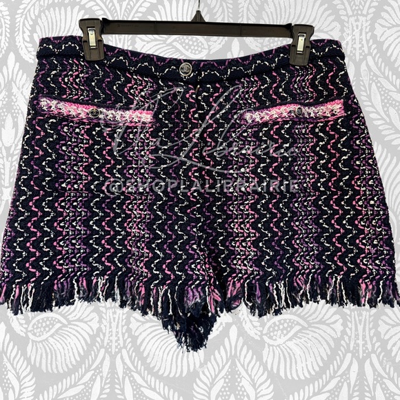 CHANEL | Shorts | Chanel Multicolor Tweed Shorts With Fringe Summer 22 ...